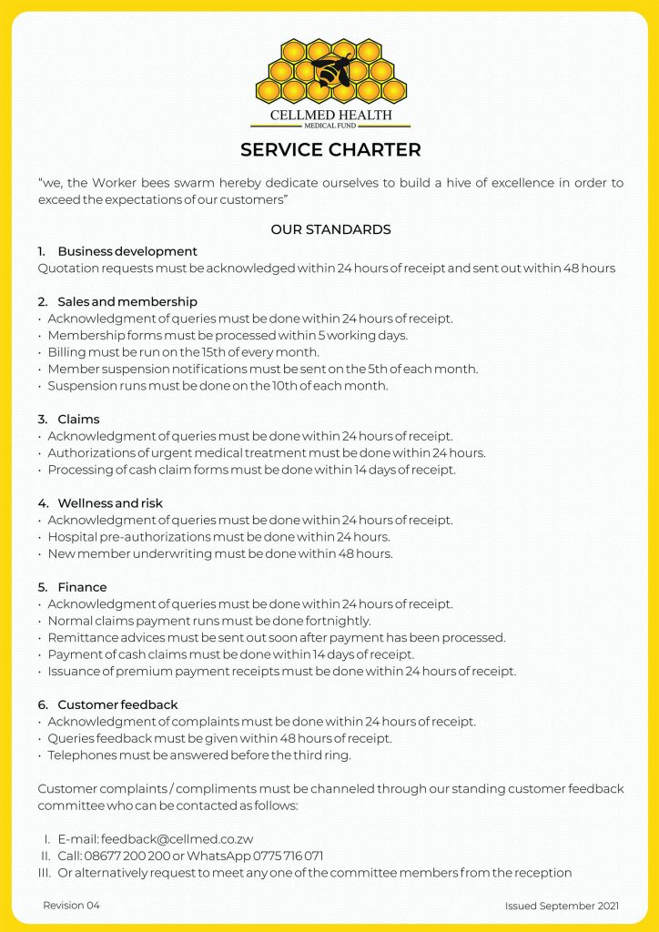 Service Charter – CellMed Health
